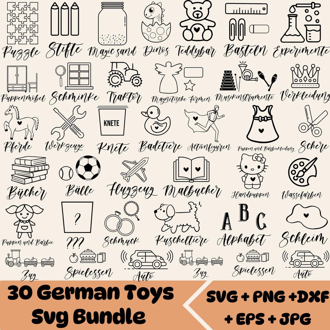 German Toys Svg Bundle, Wooden Toy Svg, Puzzle Svg, Kids Toy Svg ...