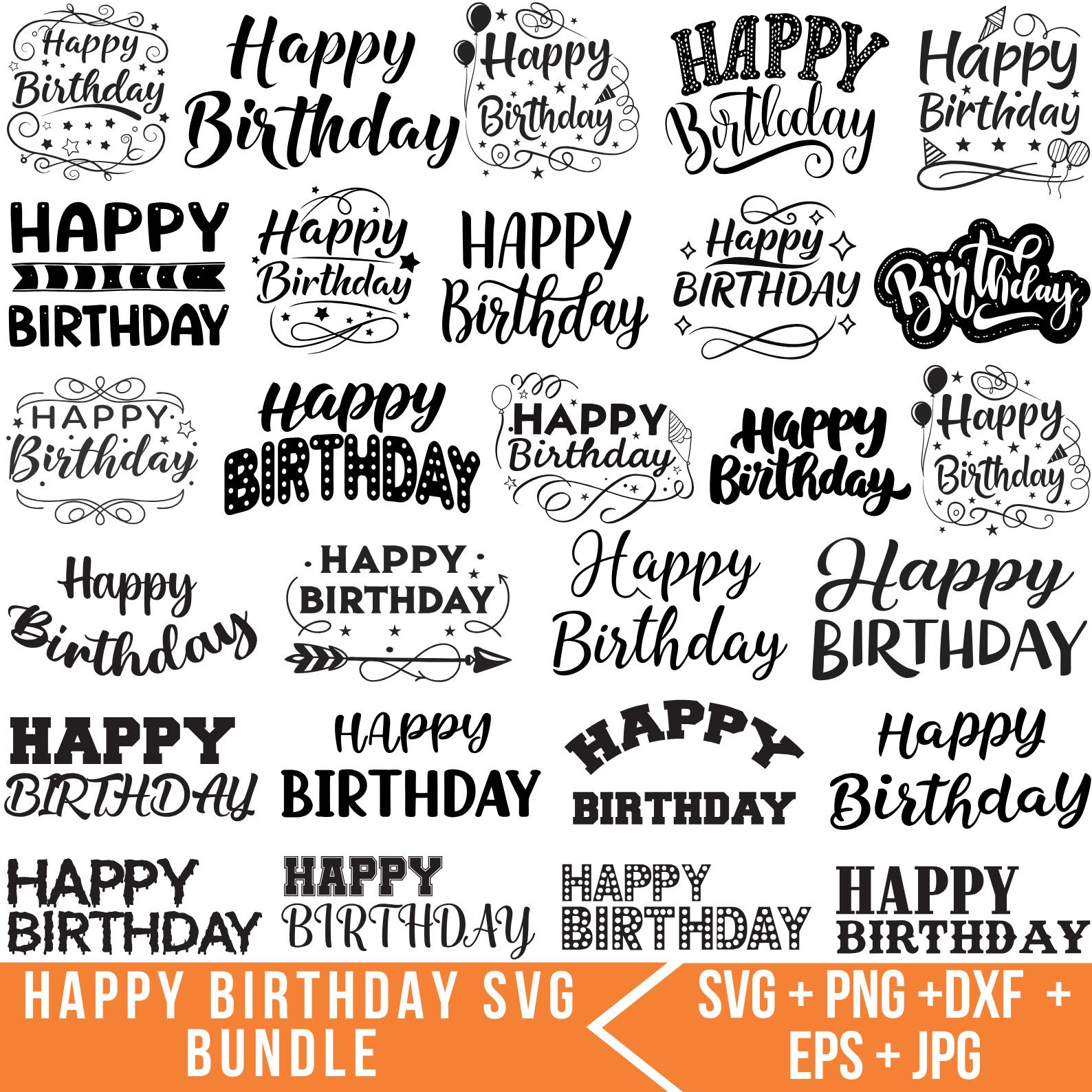 Happy Birthday Plotter File Svg Bundle, Happy Birthday Svg, Happy ...