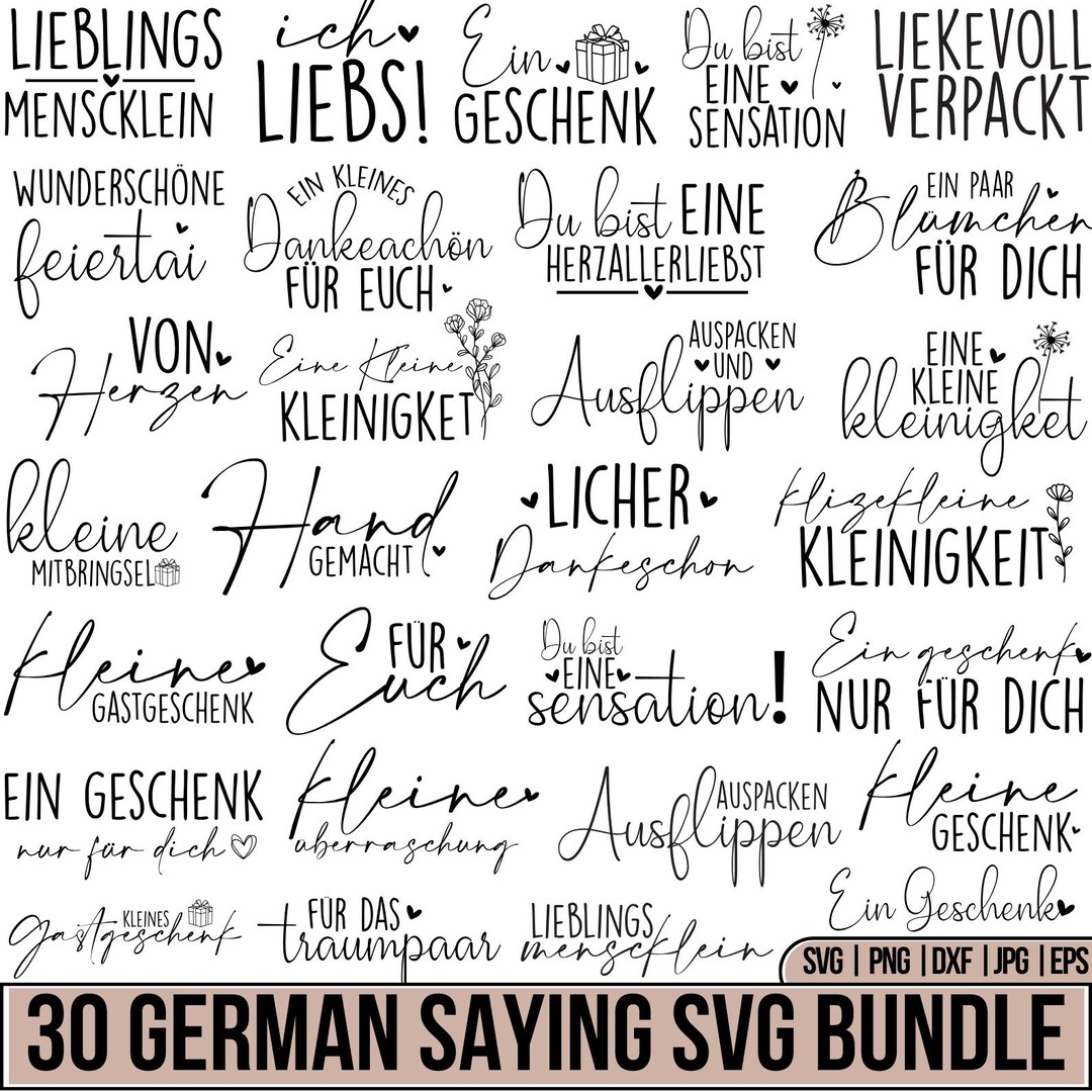 German Sayings SVG Bundle: Motivational Quotes, Cricut Cut Files - Etsy