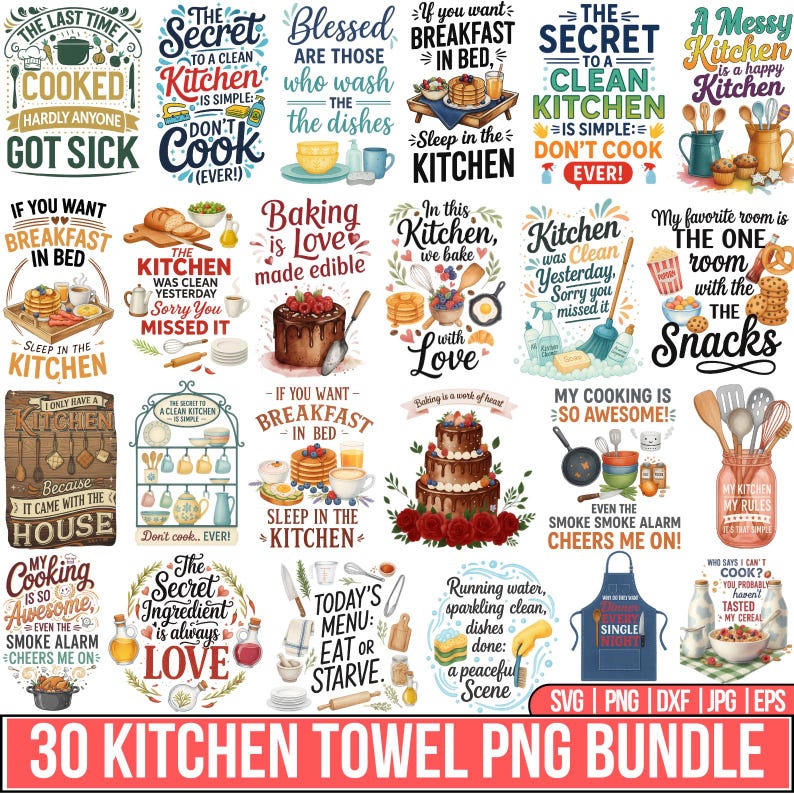 Kitchen Towel PNG Bundle, Kitchen Quotes PNG, Pot Holder Svg, Kitchen ...