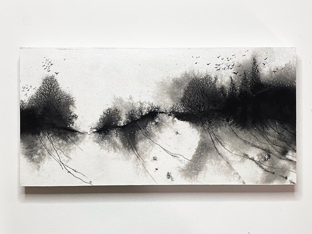 Flocking Ink Painting on Panel - Etsy