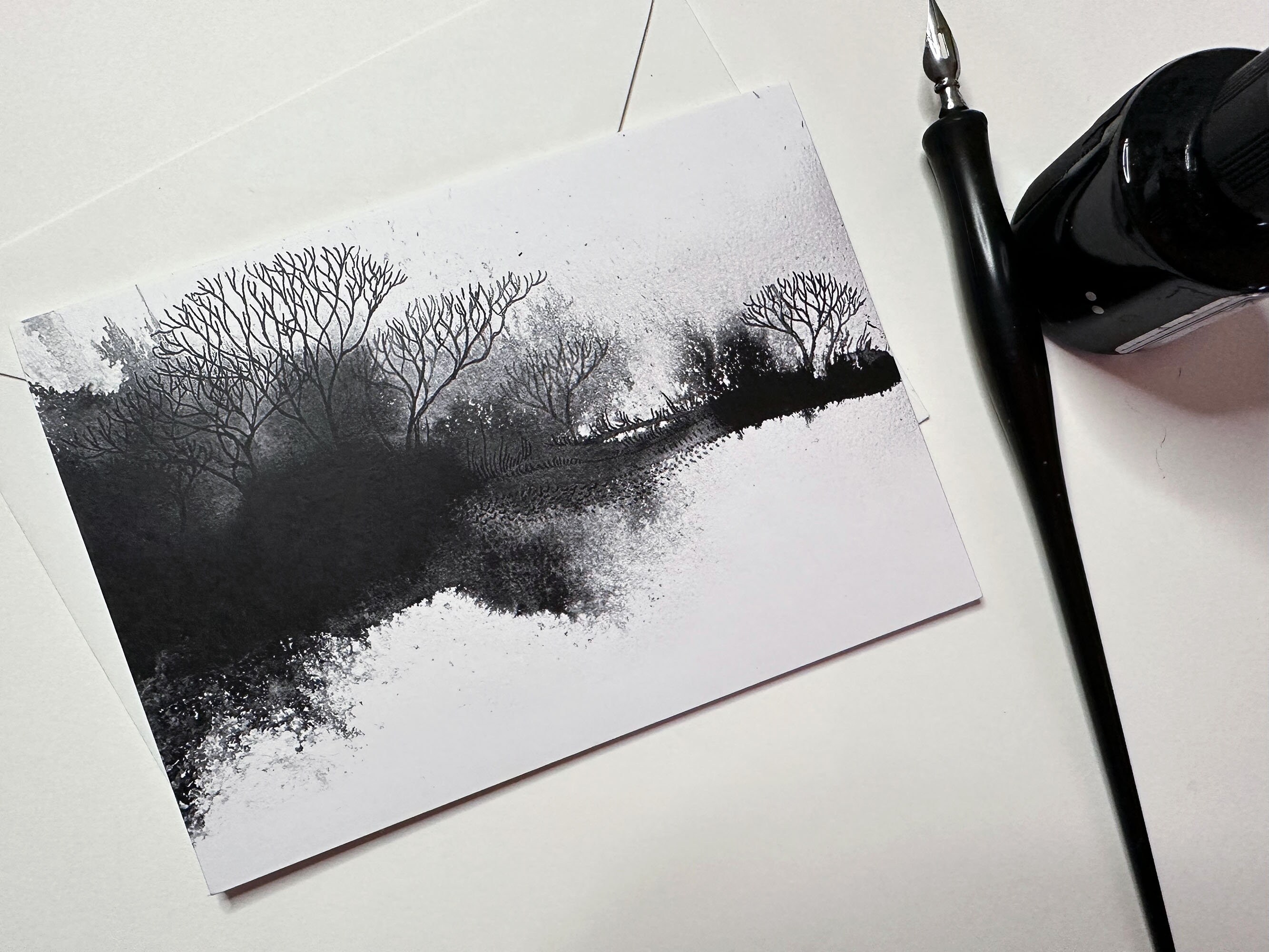 Ink Paintings: 6 Note Cards - Etsy