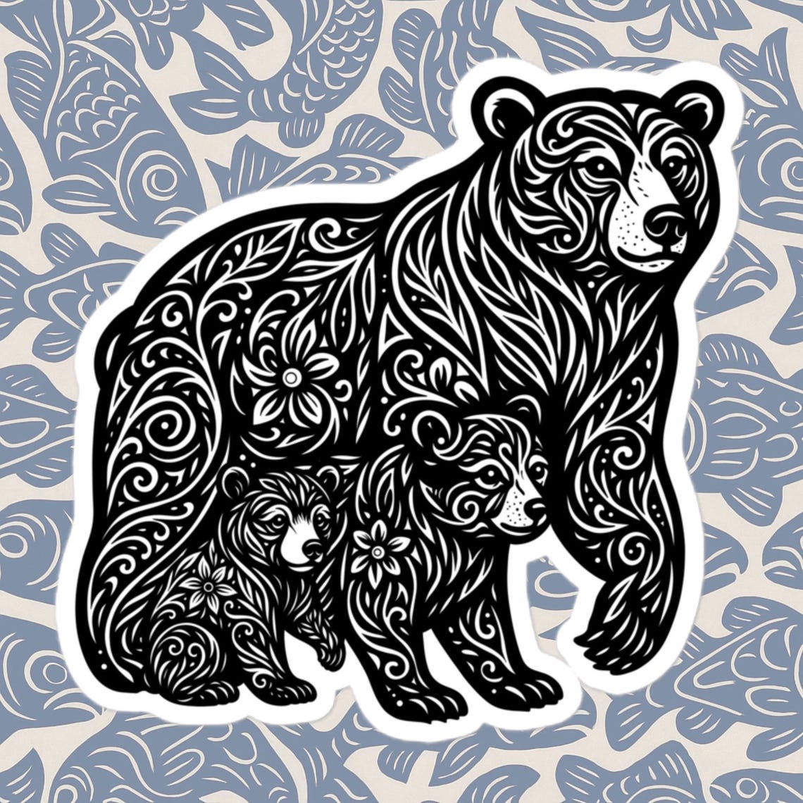 Indigenous Bear With Cubs Vinyl Sticker: Métis Art - Etsy