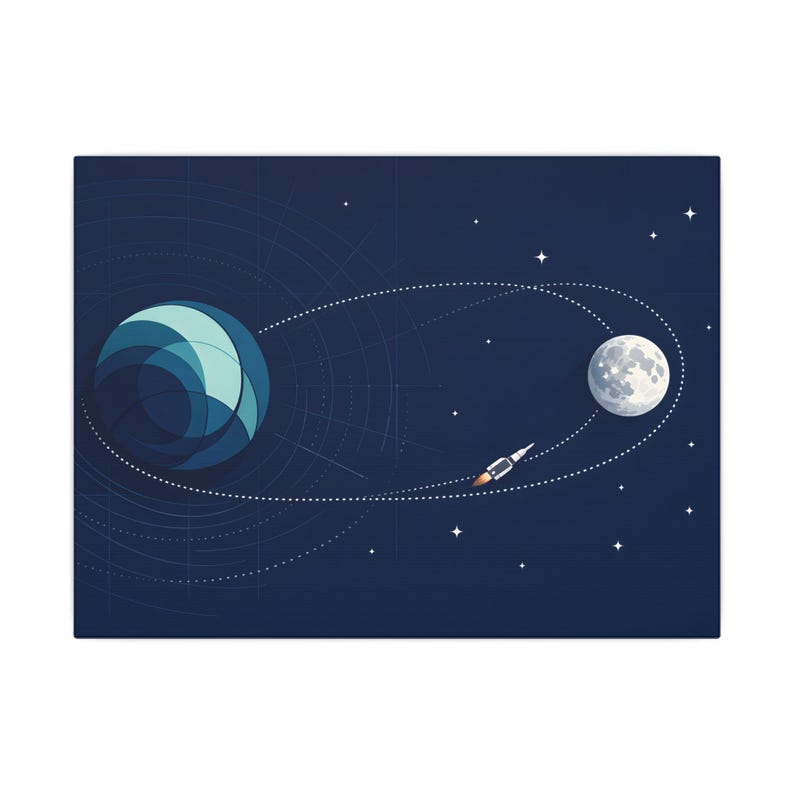 NASA Artemis Lunar Trajectory Abstract Canvas Wall Art: Modern Space ...