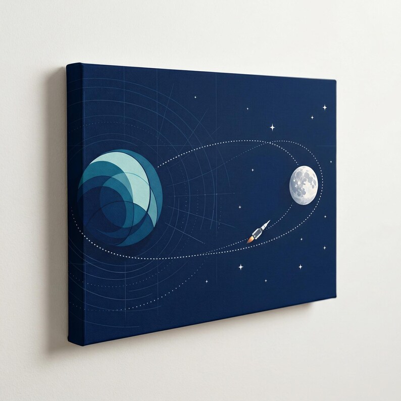 NASA Artemis Lunar Trajectory Abstract Canvas Wall Art: Modern Space ...