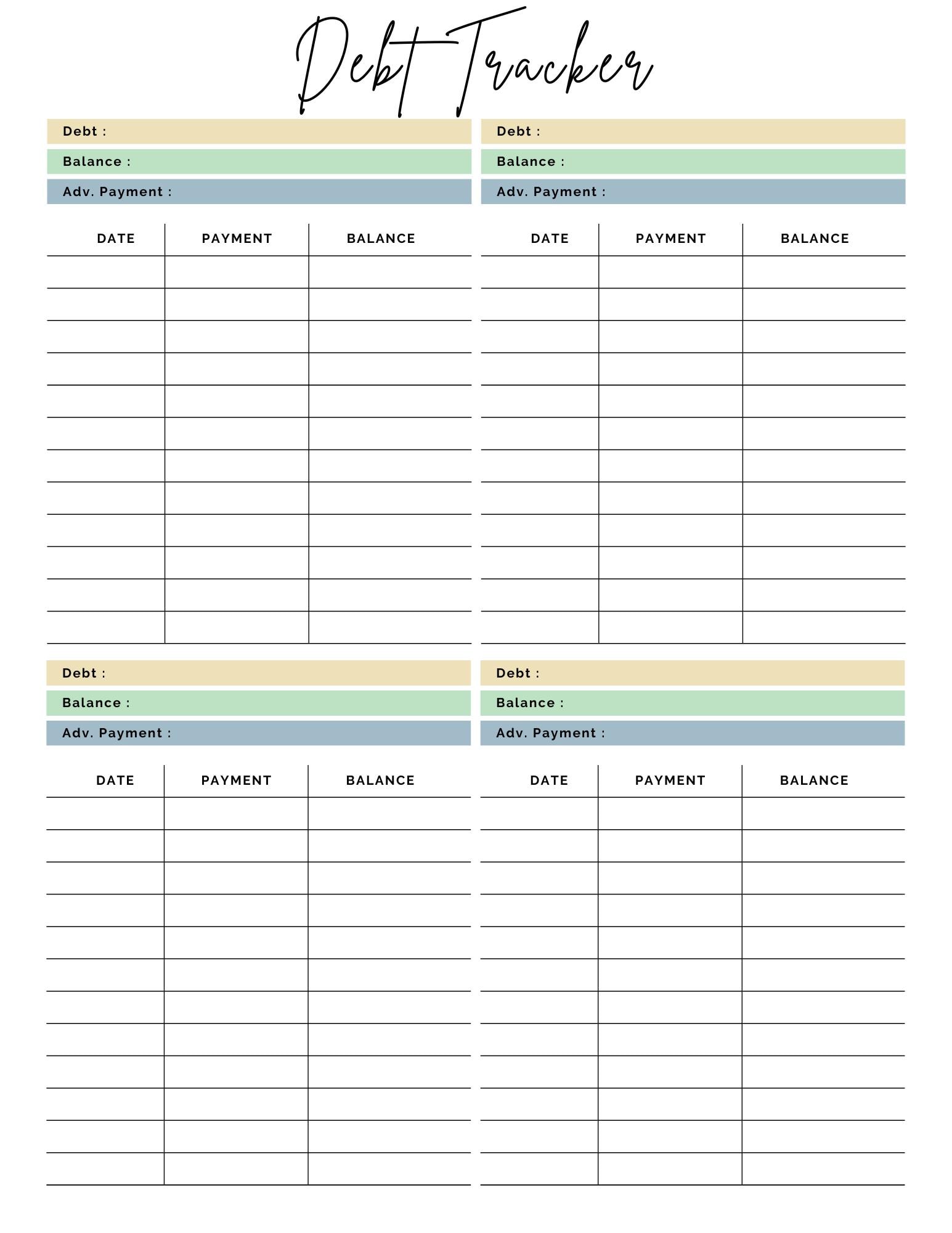 Printable Debt Tracker, Minimalist, Cute, Aesthetic - Etsy