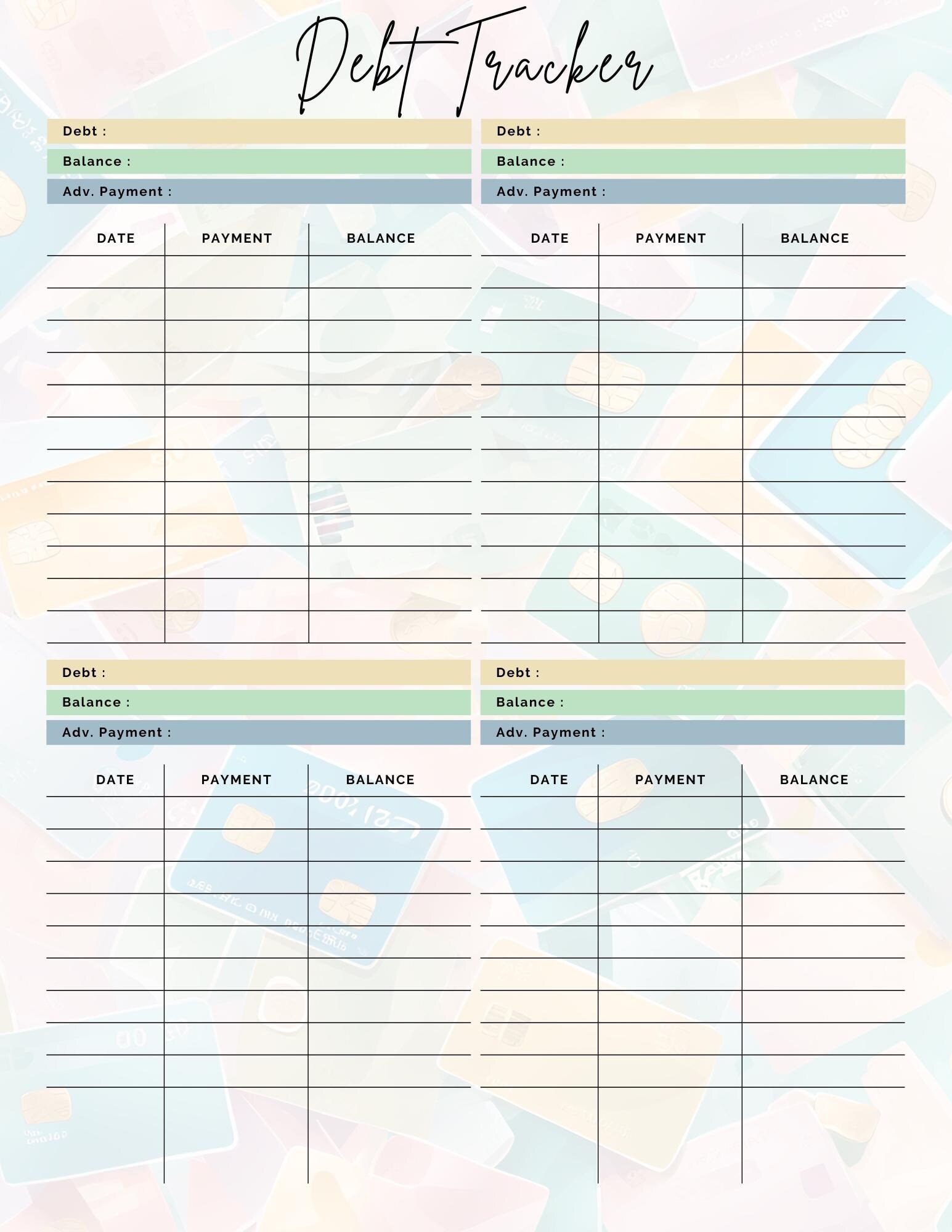 Printable Debt Tracker, Minimalist, Cute, Aesthetic - Etsy