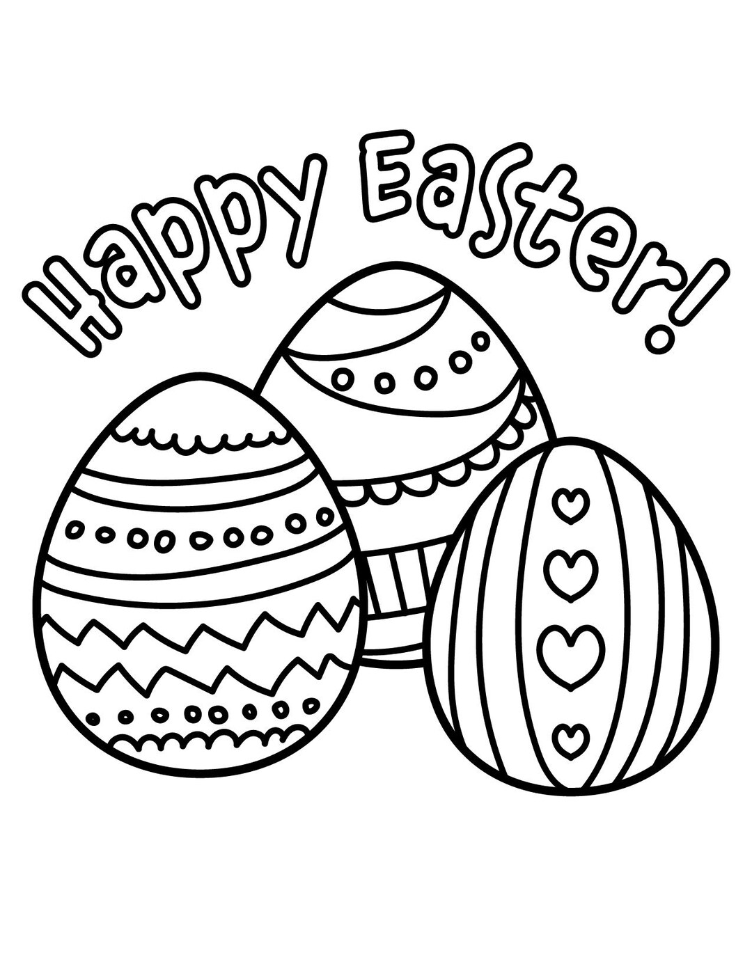 Happy Easter Egg Coloring Book Page Digital Download - Etsy