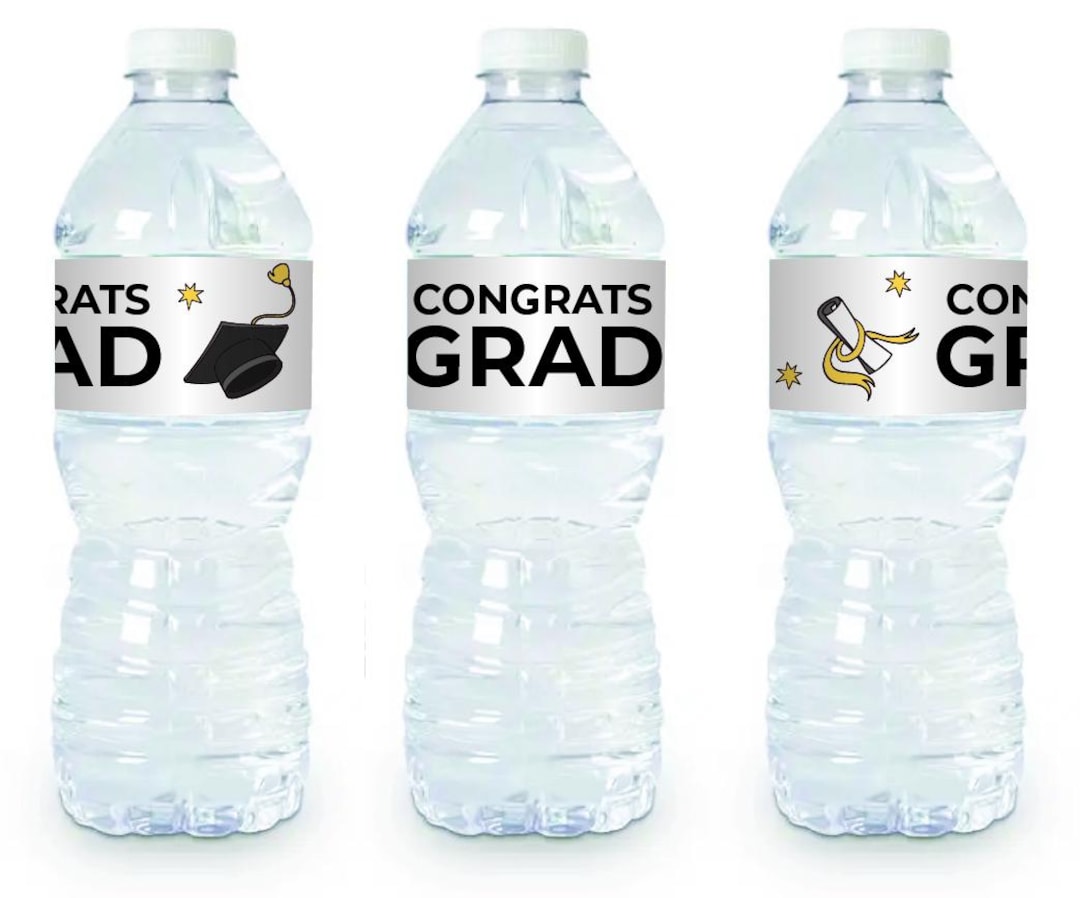 Printable Graduation Water Bottle Labels, Graduation Party Favors, Grad ...