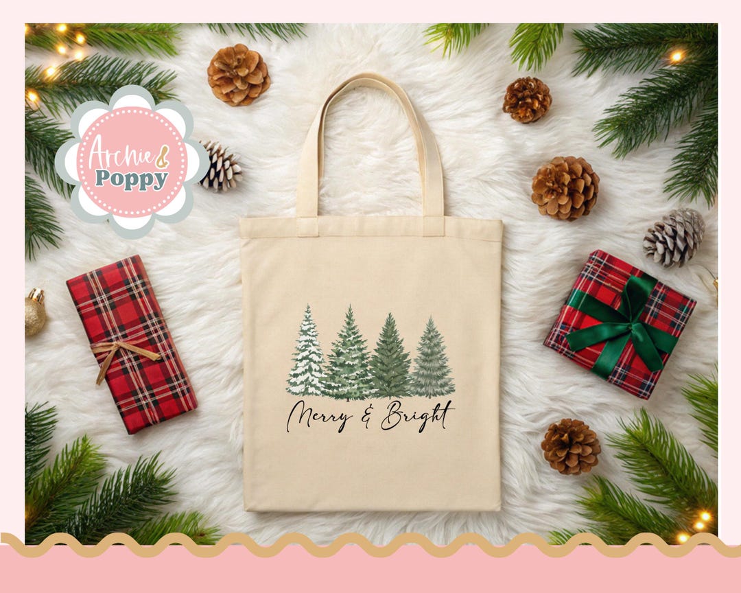Merry and Bright | Evergreen Winter Market Bag - Etsy