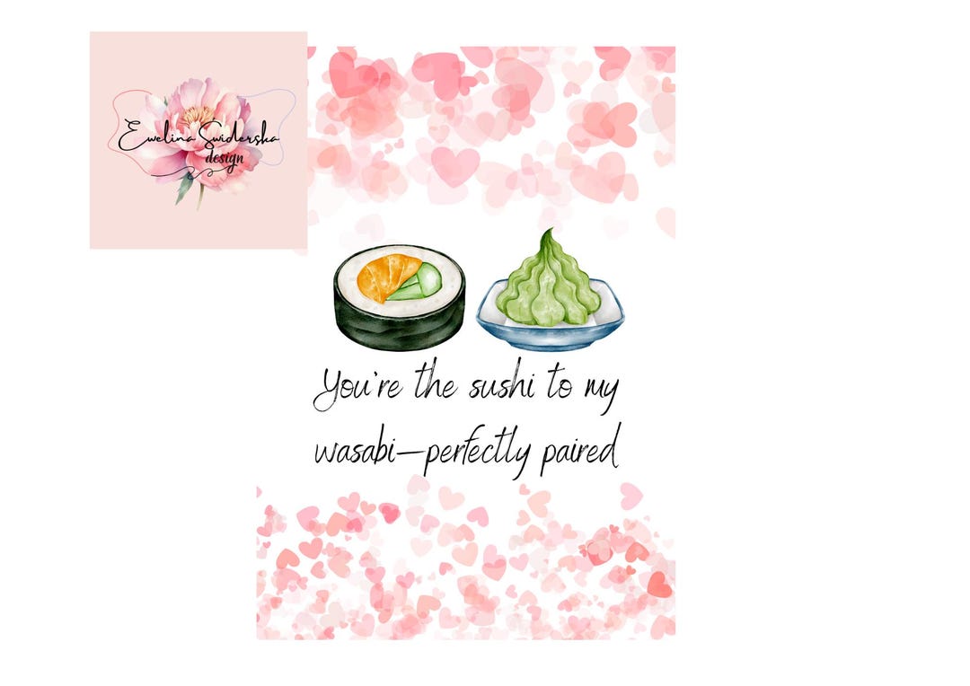 LOVE Printable Card - Cute Sushi Lovers Printable Greeting Card ...