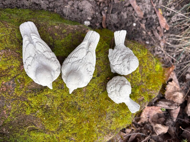 4 Pieces Set. Concrete Birds. Small Statues for Garden. - Etsy