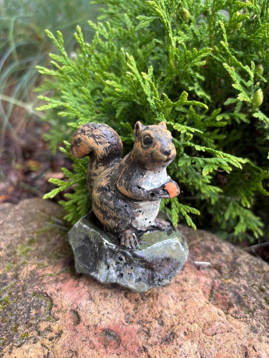 Decorative Squirrel. Concrete Squirrel. Squirrel on a Stone. Squirrel ...