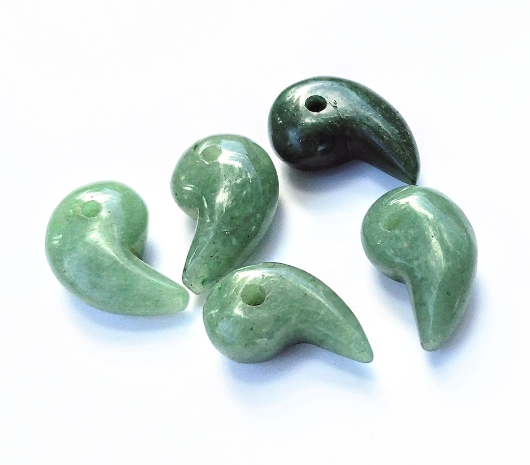 100% Natural Japanese Jade Green Aventurine Magatama 22mm Loose ...