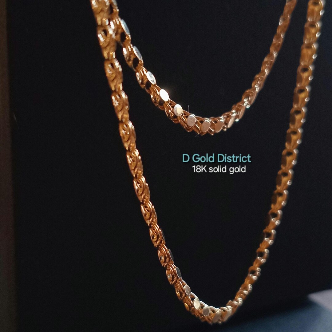 18K Solid Gold Damascus Chain: Modern Gift Jewelry - Etsy