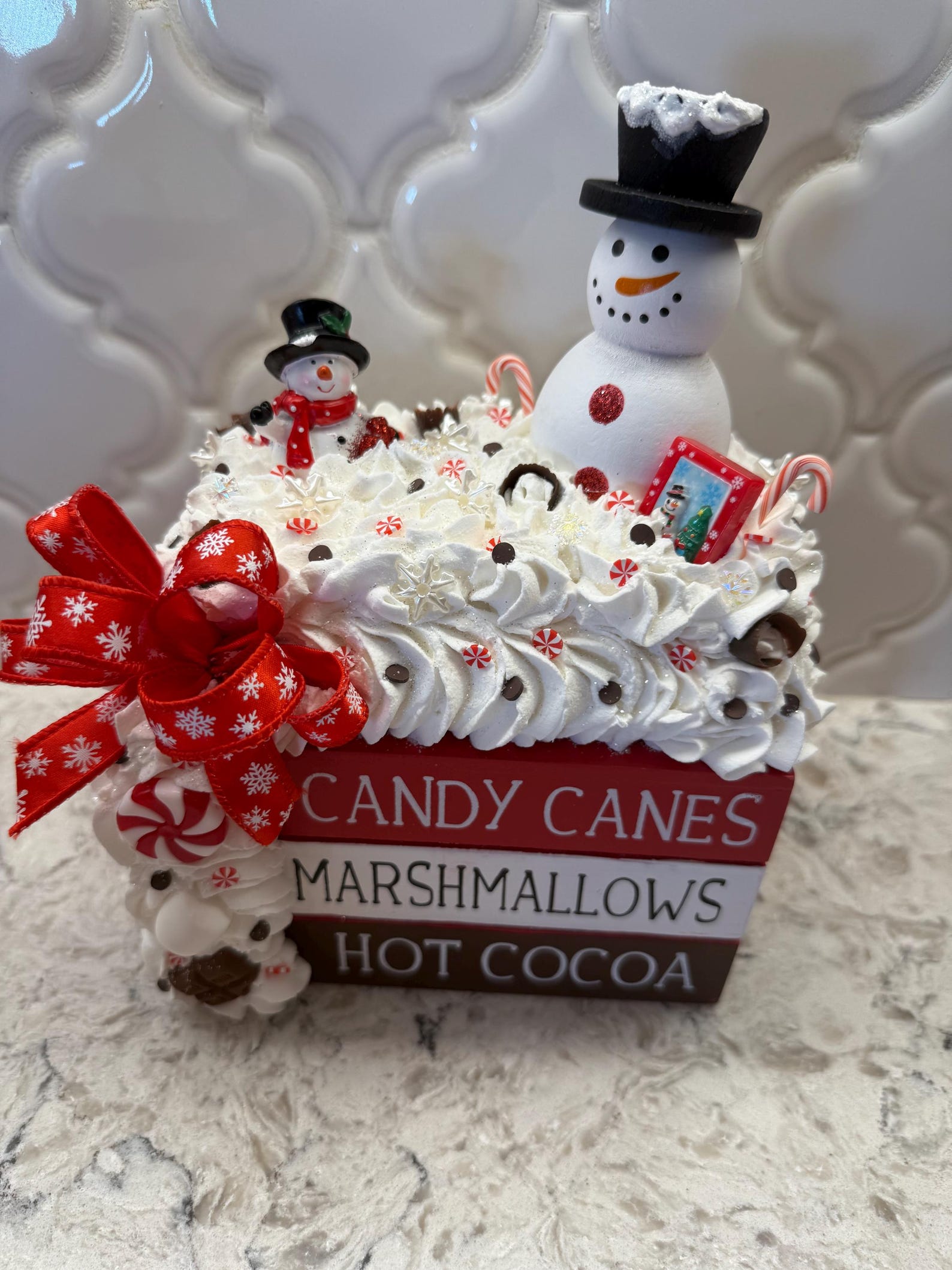 Christmas Gingie Girl, Snowman Hot Cocoa Fake Bake Coffee Bar Tier Tray ...