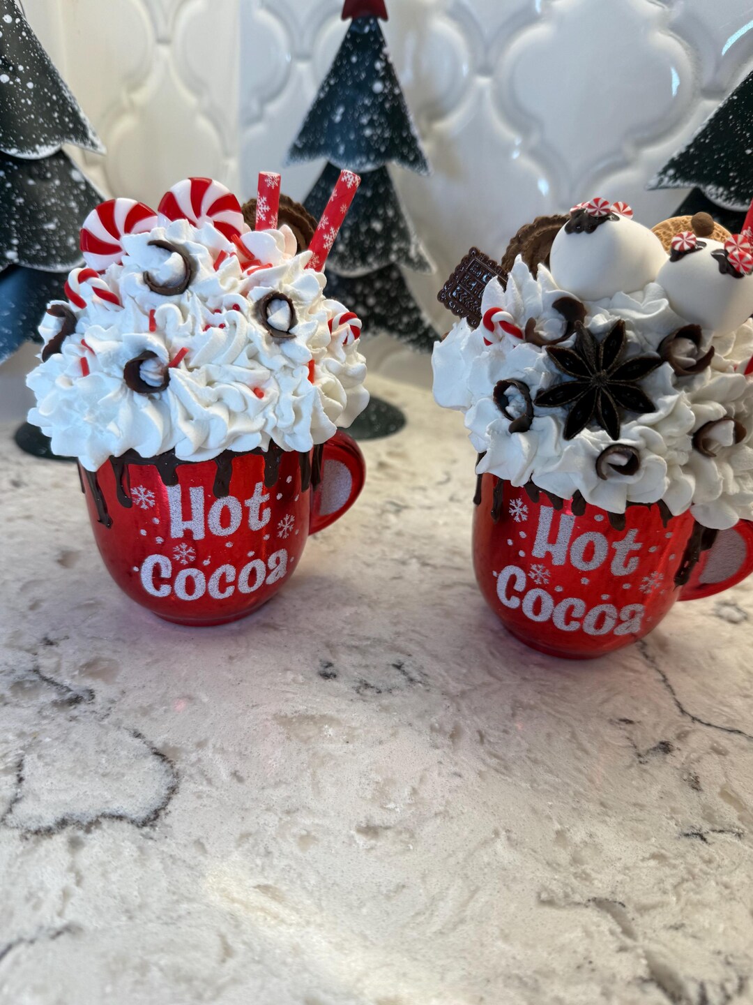 Whimsical Hot Cocoa Mug, Christmas Decor, Fake Bake Tier Tray Coffee ...