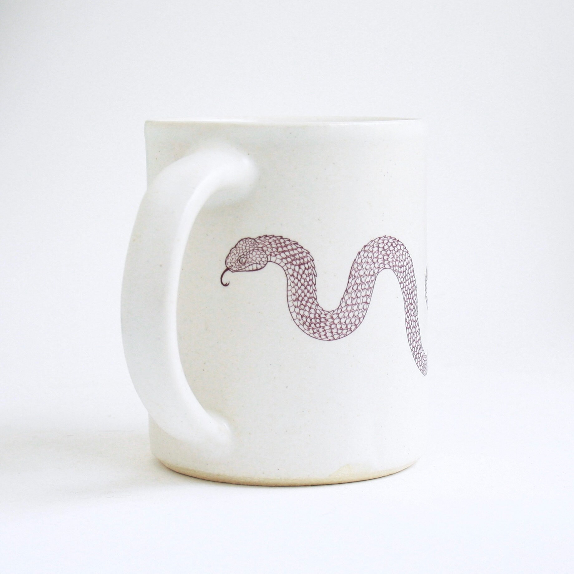 2-snake Mug 16 & 14 Oz Mug With Snake, Snake Pottery, White Mug, Coffee ...