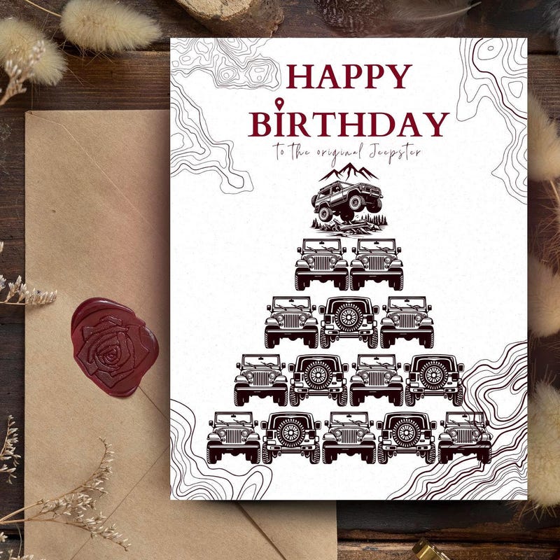 Jeep Birthday Card - Etsy