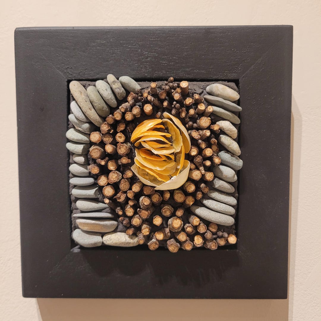 Framed Spiral Mosaic Wall Art, Rocks, Twigs, Shells (7x7) - Etsy