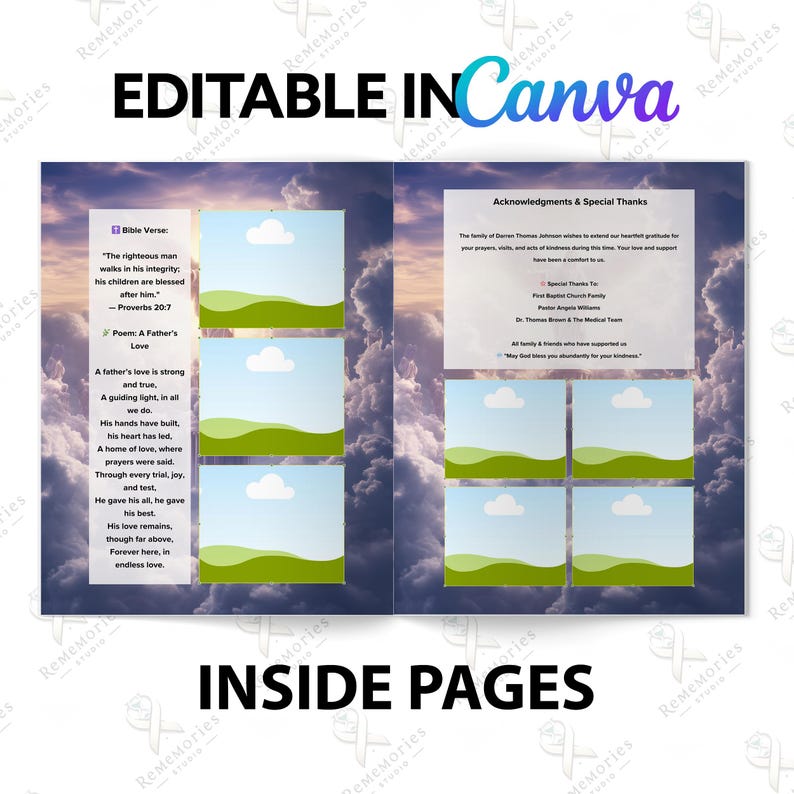 Heaven Sky Funeral Program Template | Editable Memorial (canva) - Etsy ...