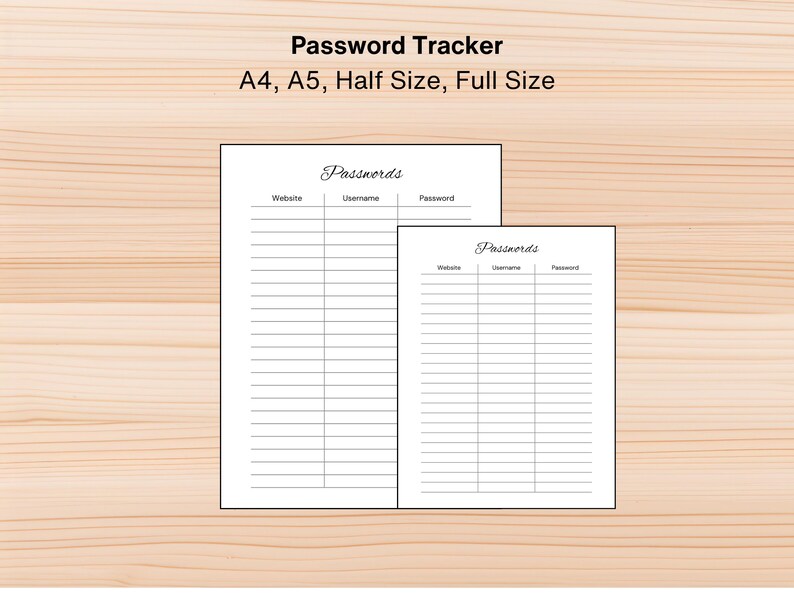 Password Tracker Printable - Etsy