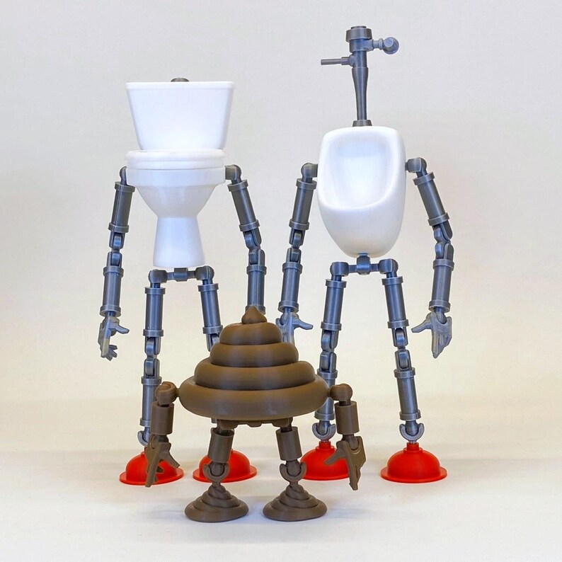 3D Printed "potty Party" Action Figure Set: Toilet, Urinal & Poop ...