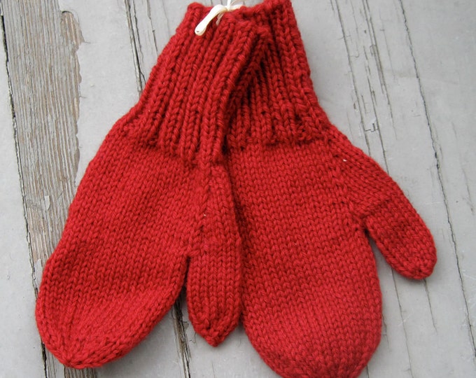 Cranberry Red Wool Mittens, Children's Size Medium Cyber Monday Sale - Etsy