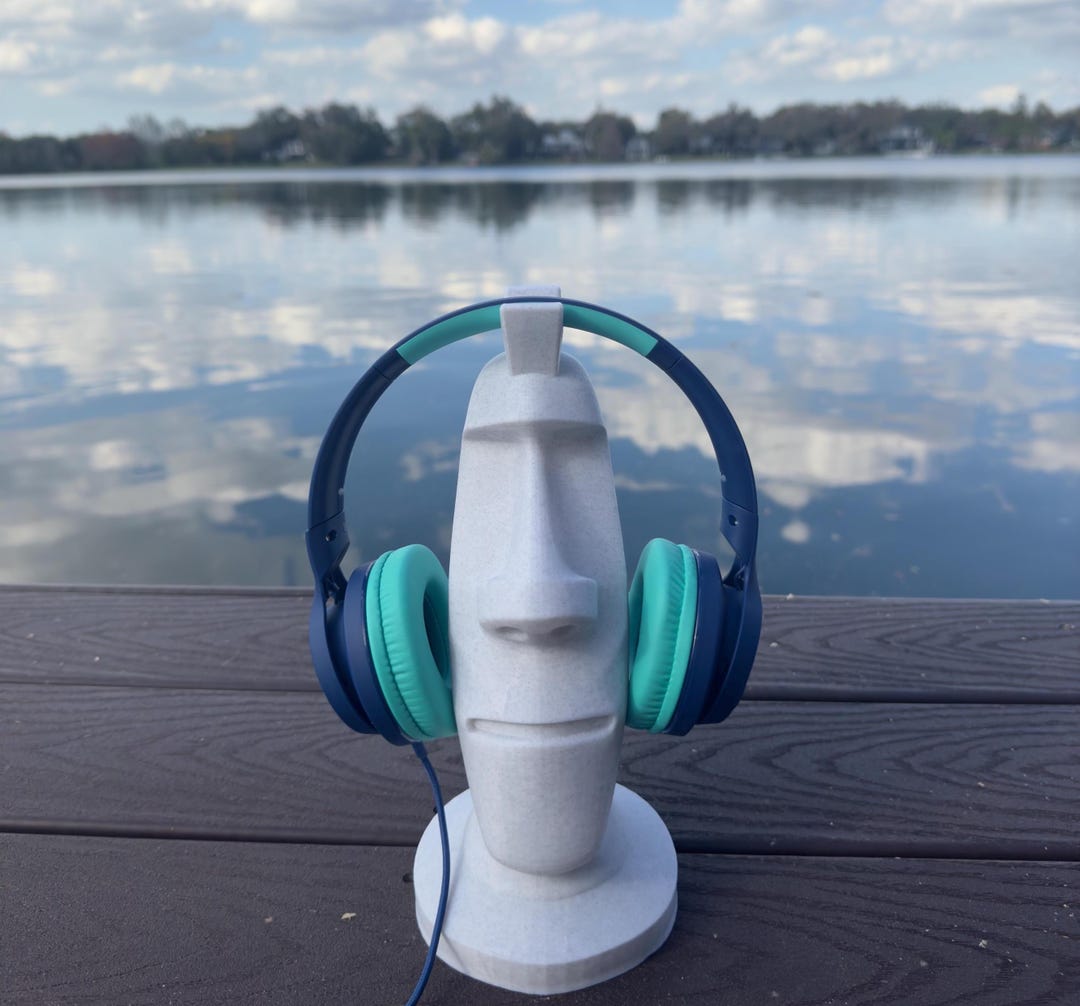 3D Printed Moai Statue Headphone Stand Easter Island Sculpture. Perfect Gift for Unique ...