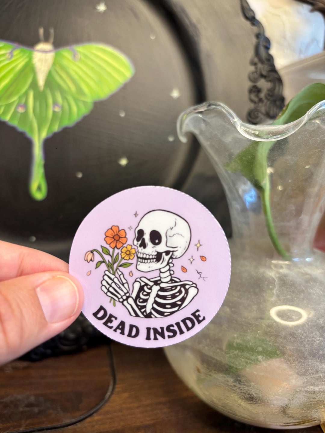 Dead Inside Sticker, Funny Skeleton Sticker, Existential Dread Humor ...