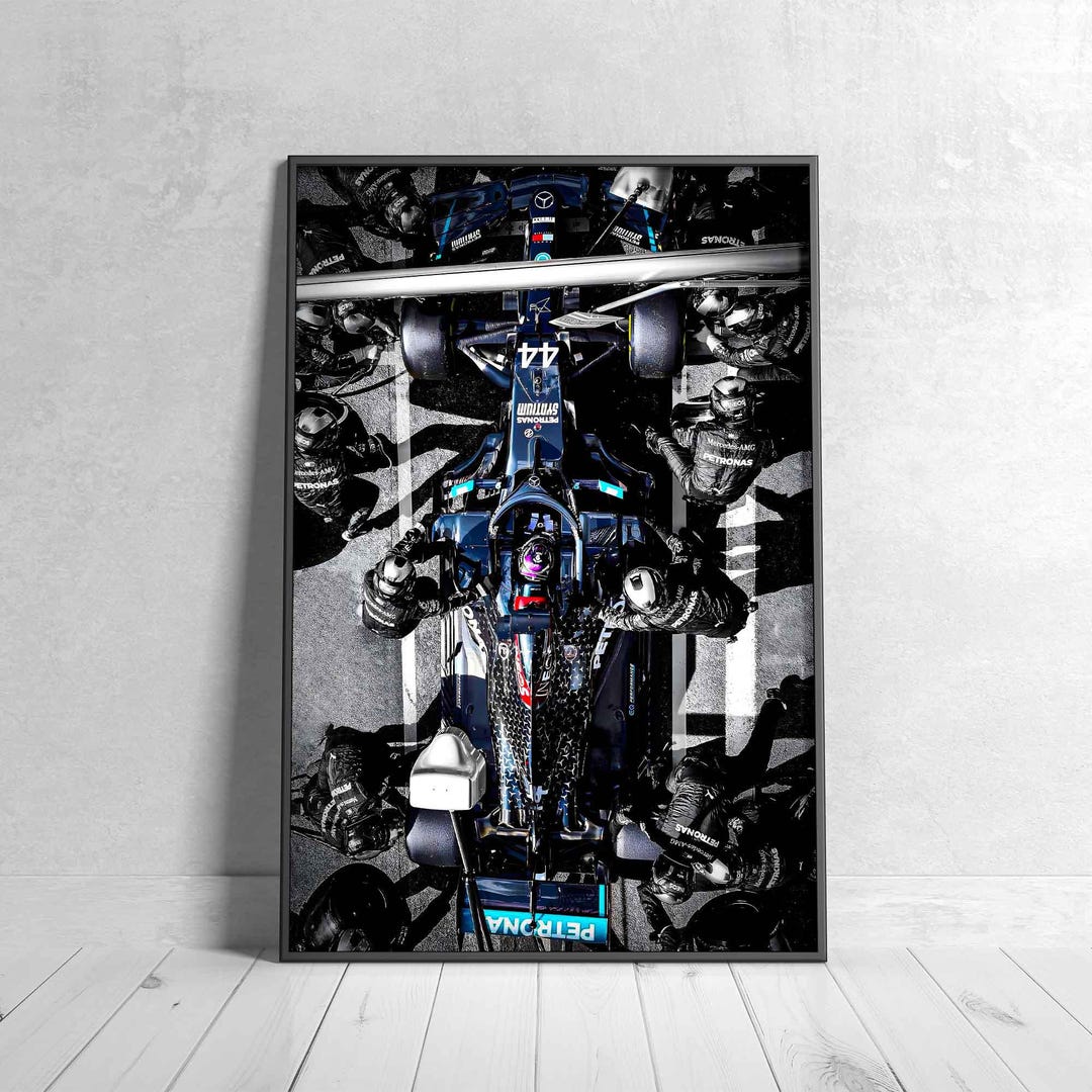 Lewis Hamilton Poster Print Canvas Wall Art F1 Mercedes Pitstop, Sports ...