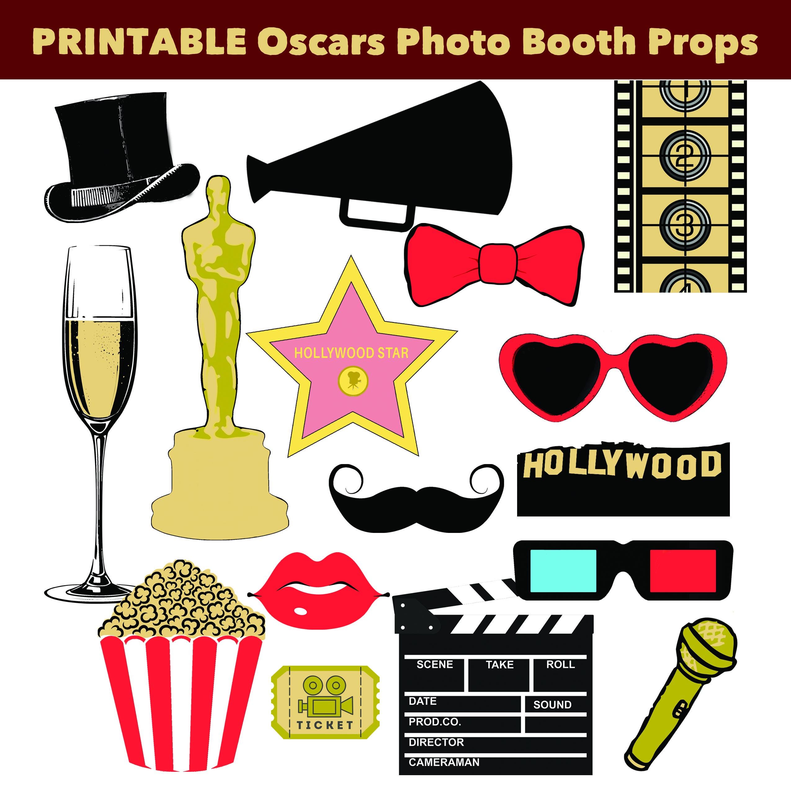 PRINTABLE DIY Oscar Party Photo Booth Props | Movie Night Photo Booth ...