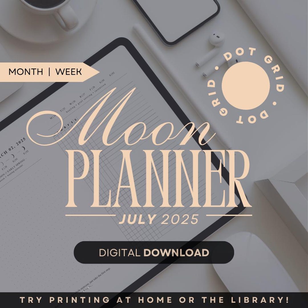 JULY 2025 Moon Planner – Dot Grid // Digital + Printable - Etsy