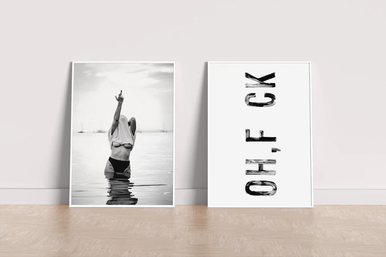 Set of 2 Ocean Photography Print, Bold Typography Poster, Modern ...