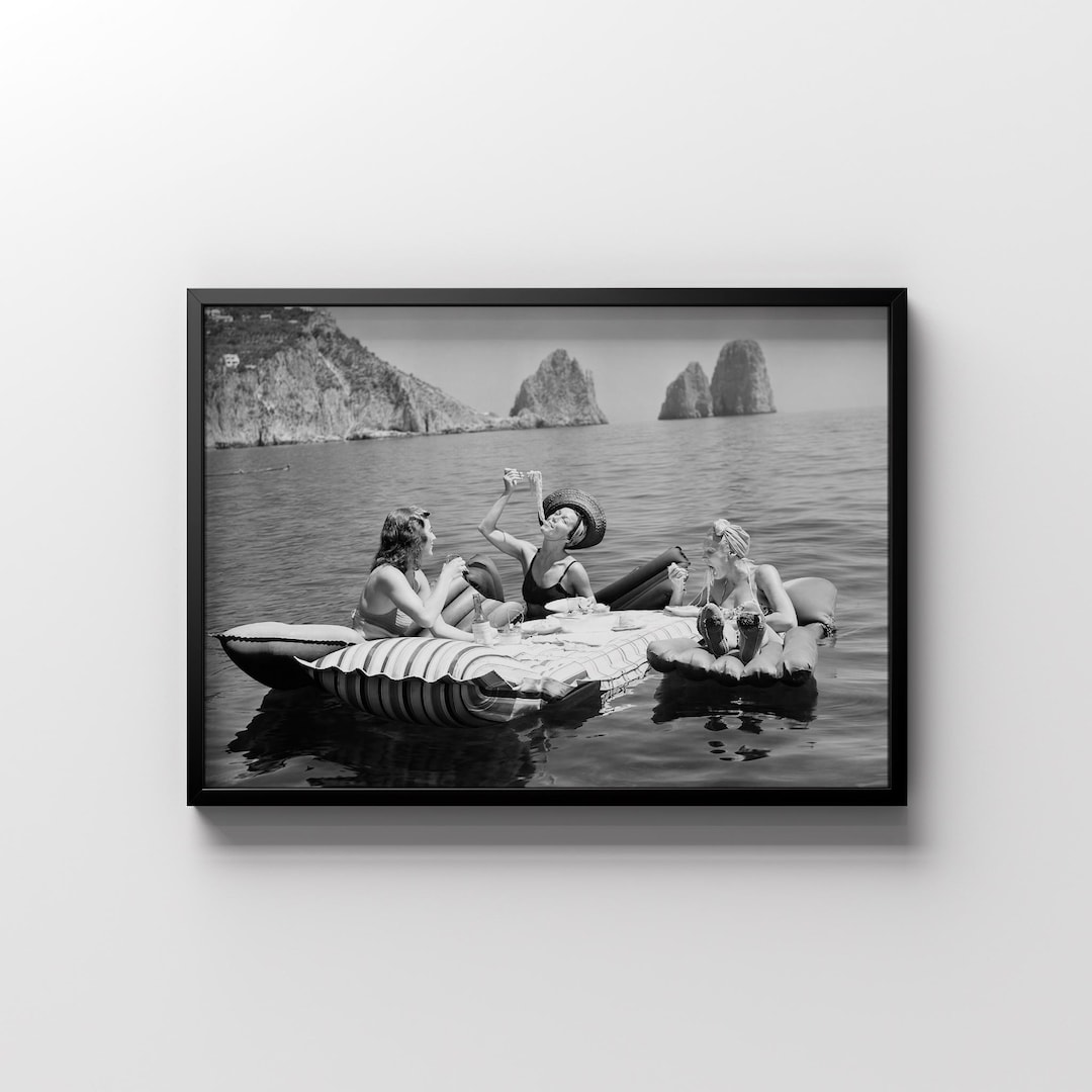 Capri Black and White Photography Print, Italian Summer Coastal Decor ...