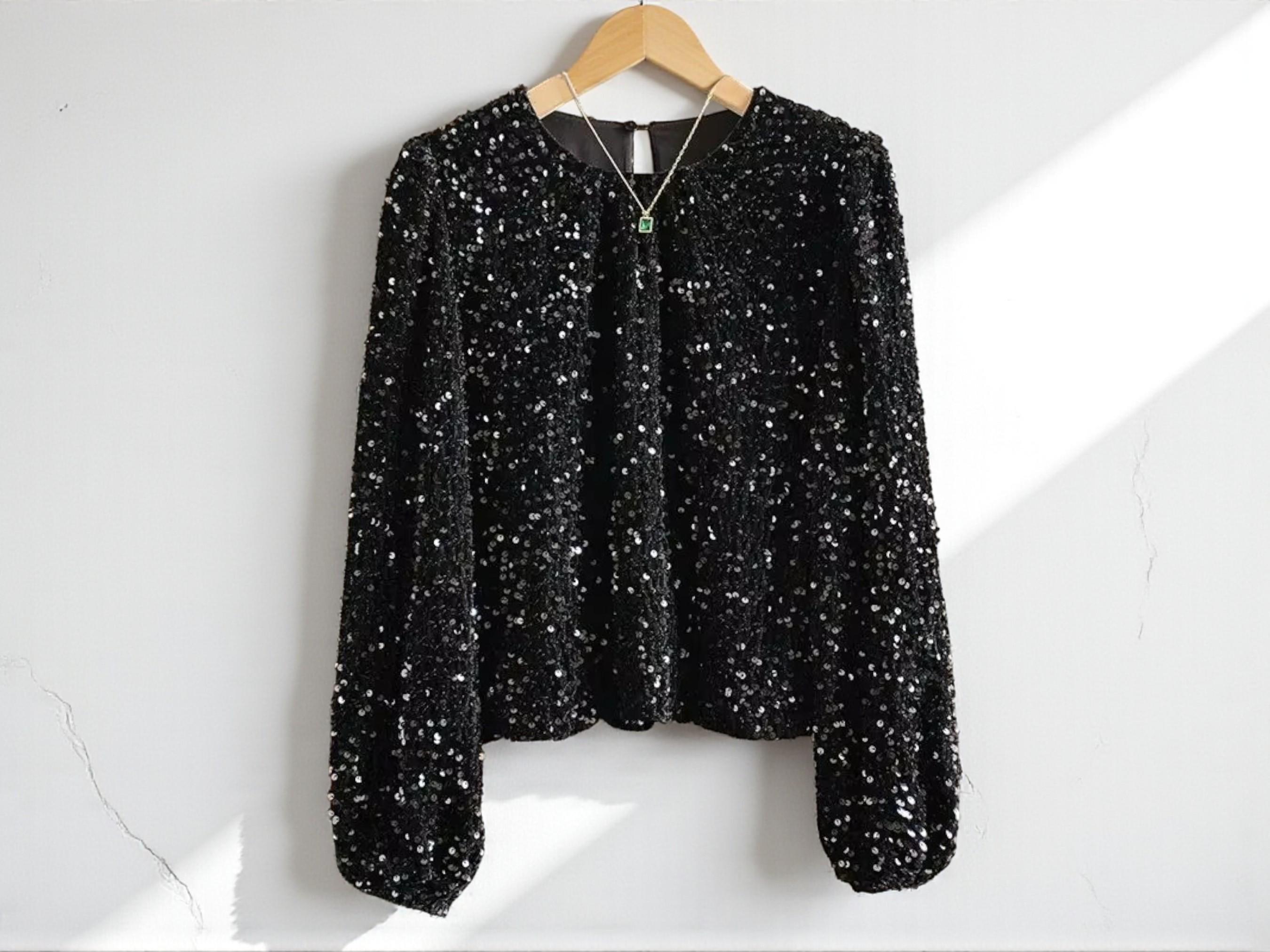 Sequin Blouse: Women's Long Sleeve Glitter Party Top - Etsy
