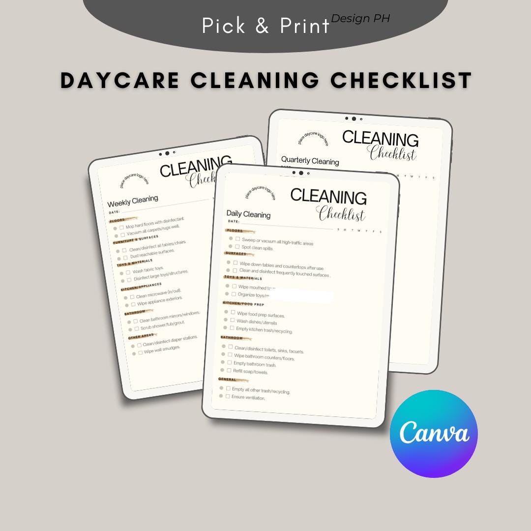Daycare Cleaning Checklist, Daycare Checklist, Daycare Cleaning ...