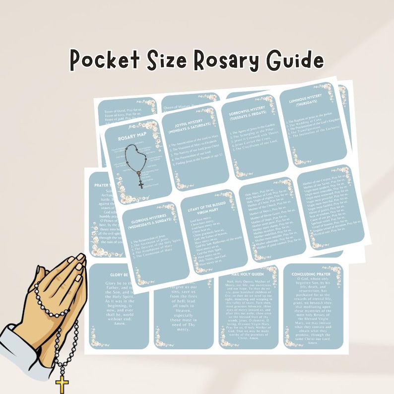Printable Rosary Prayer Cards - Compact Size for On-the-go Devotion - Etsy
