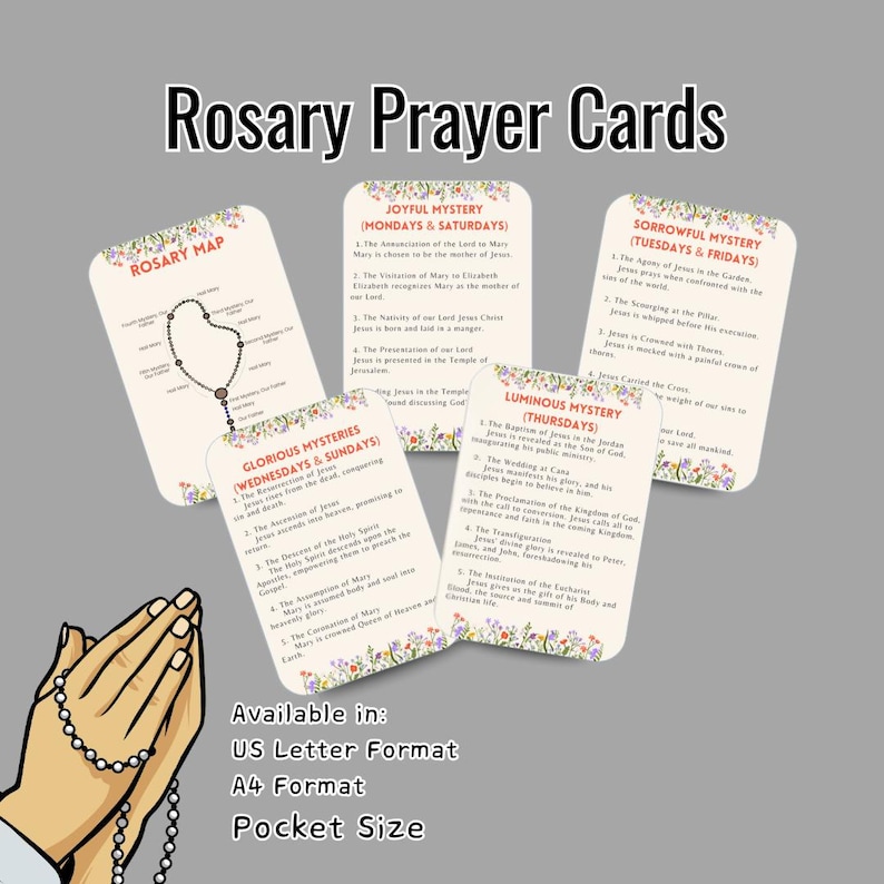 Rosary Prayer Card, Prayer Rosary, Pocket Size Lord's Prayer, Catholic ...
