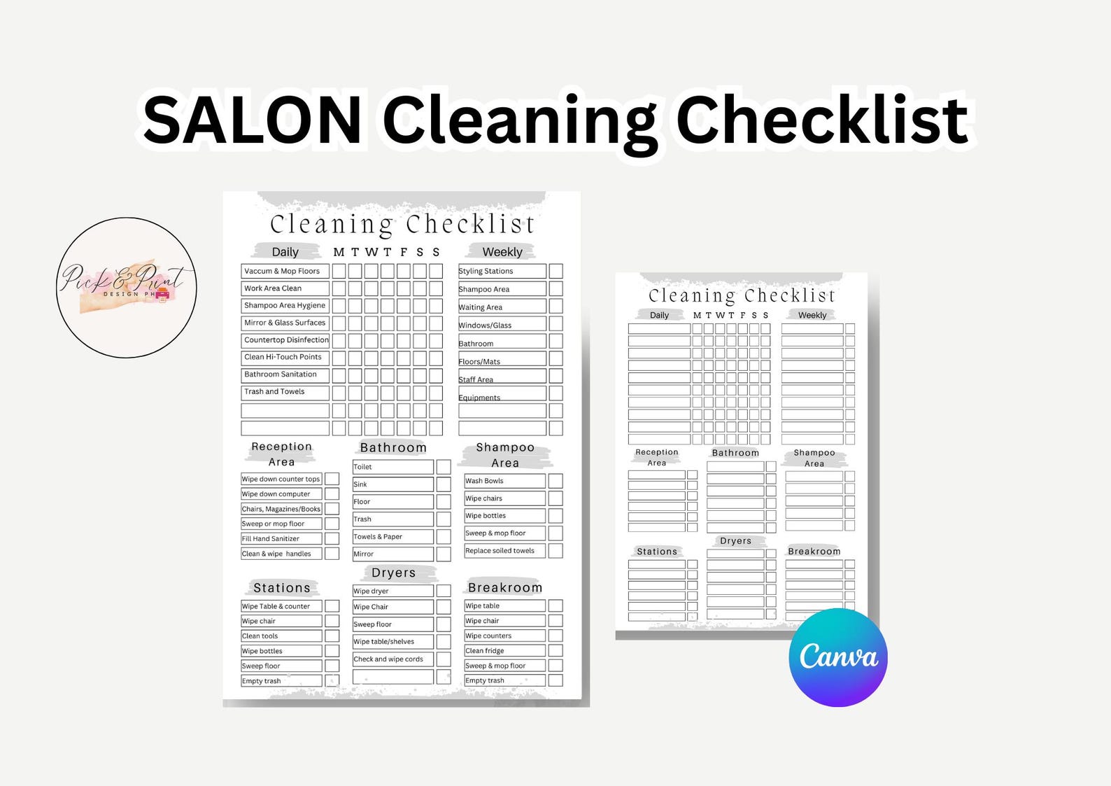 Salon Cleaning Checklist, Salon Checklist, Cleaning Checklist Canva ...