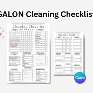 Salon Cleaning Checklist, Salon Checklist, Cleaning Checklist Canva ...