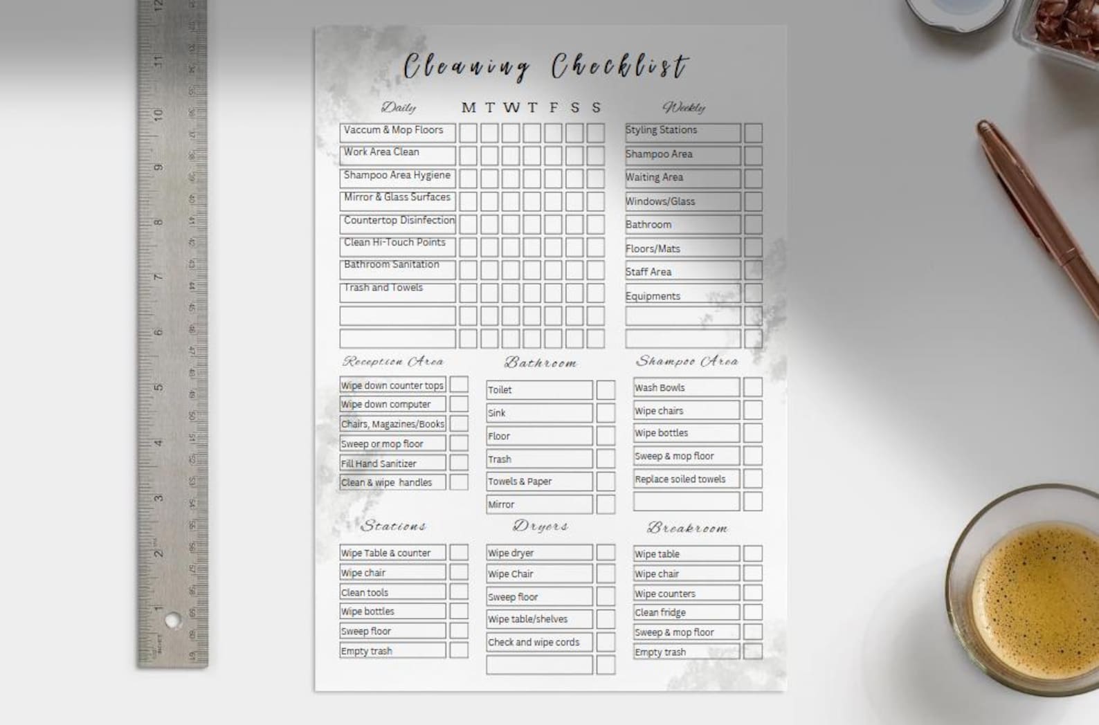 Salon Cleaning Cleaning Checklist, Salon Cleaning, Beauty Salon ...