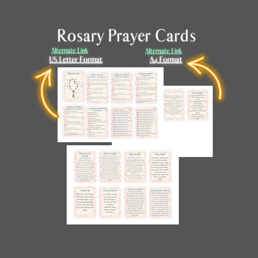 Printable Rosary Prayer Cards: Catholic Meditation Guide (digital ...