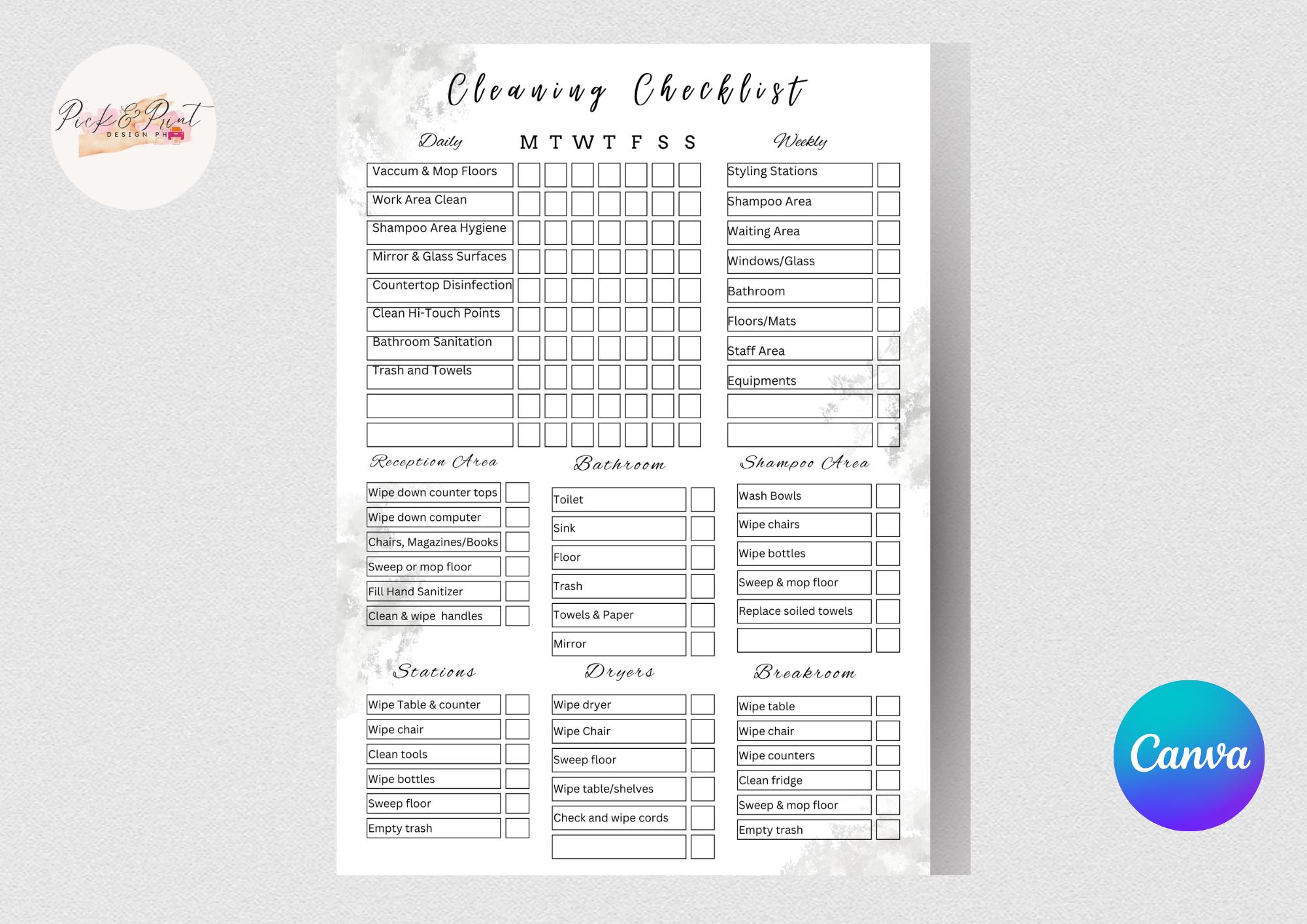 Salon Cleaning Checklist, Salon Cleaning, Beauty Salon Template ...