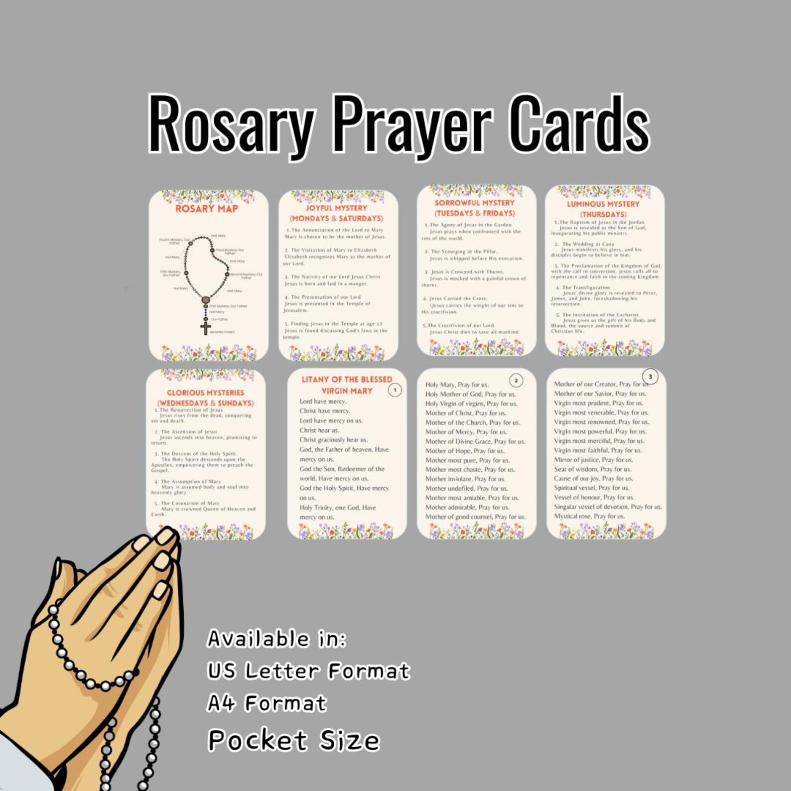 Rosary Prayer Card, Prayer Rosary, Pocket Size Lord's Prayer, Catholic ...