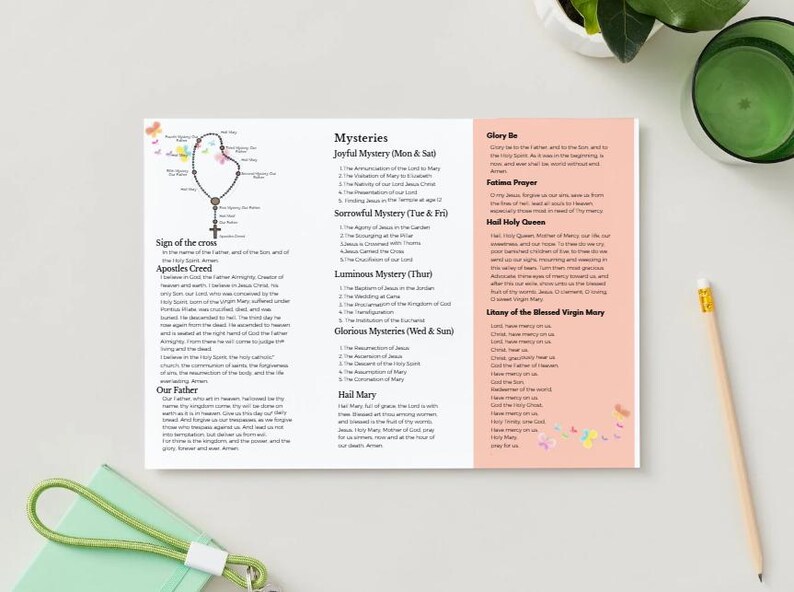 Printable Rosary Guide | Catholic Prayer Pamphlet PDF | 3-fold Digital ...