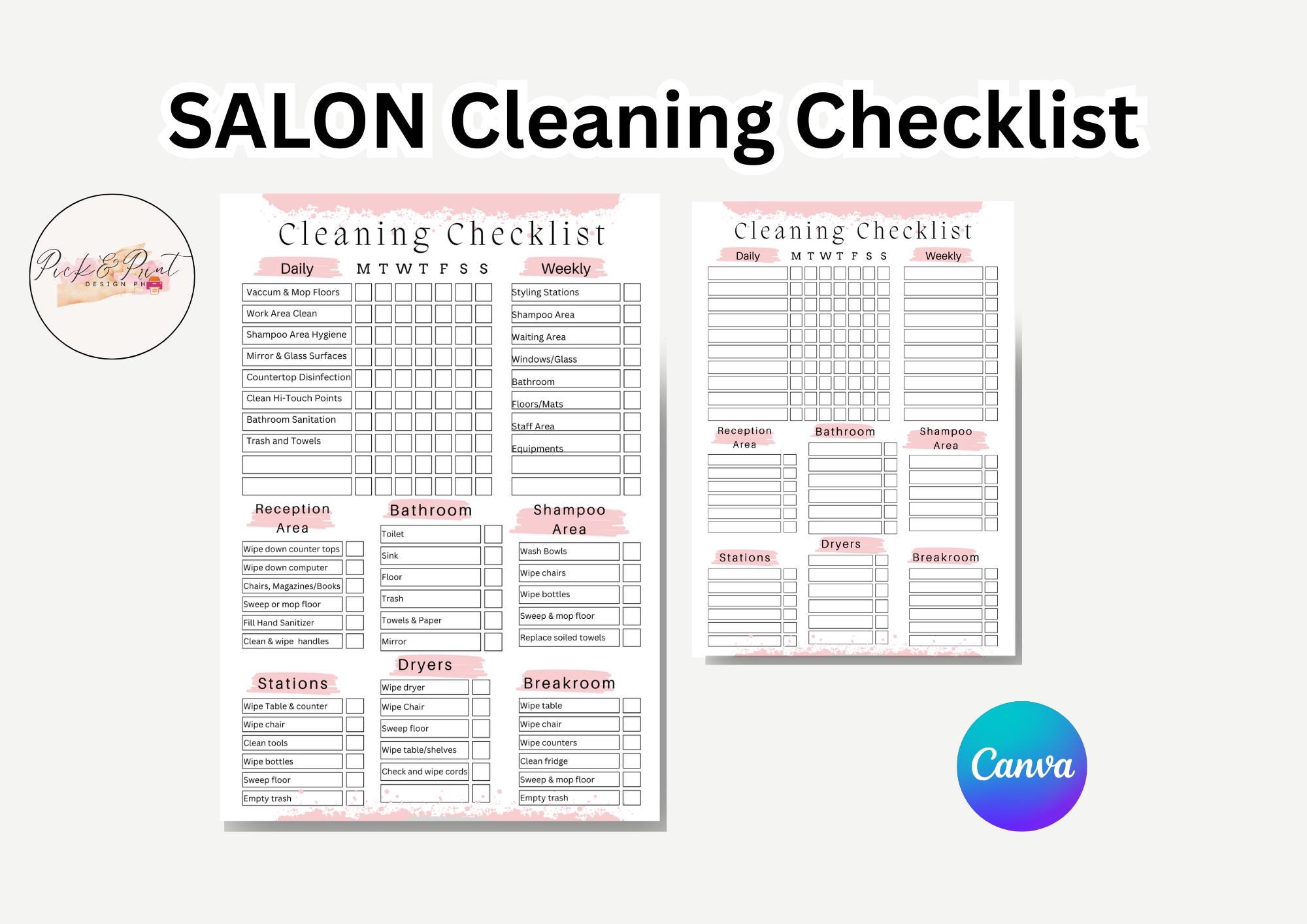 Salon Cleaning Checklist, Salon Checklist, Cleaning Checklist Google ...