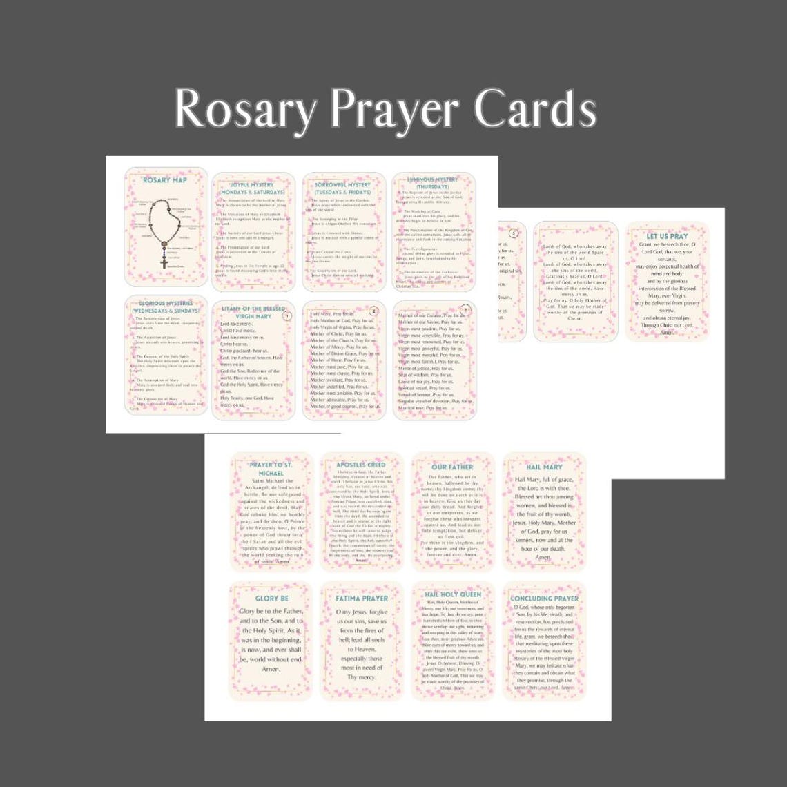 Printable Rosary Prayer Cards: Catholic Meditation Guide (digital ...