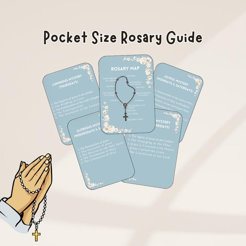 Printable Rosary Prayer Cards - Compact Size for On-the-go Devotion - Etsy