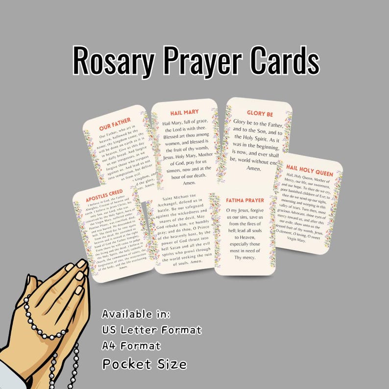 Rosary Prayer Card, Prayer Rosary, Pocket Size Lord's Prayer, Catholic ...